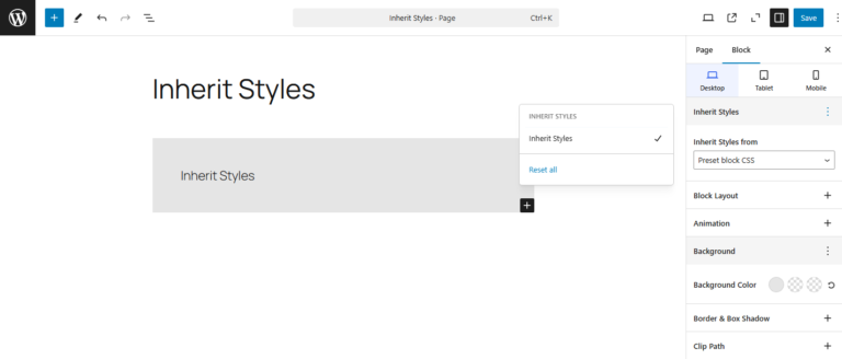 Inherit Styles - enBlocks