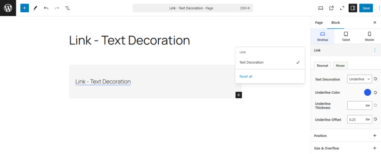 Link - Text Decoration - enBlocks